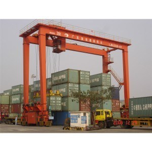 PLC Control RTG Rubber Tyre Gantry Crane For 40ft 45ft Container